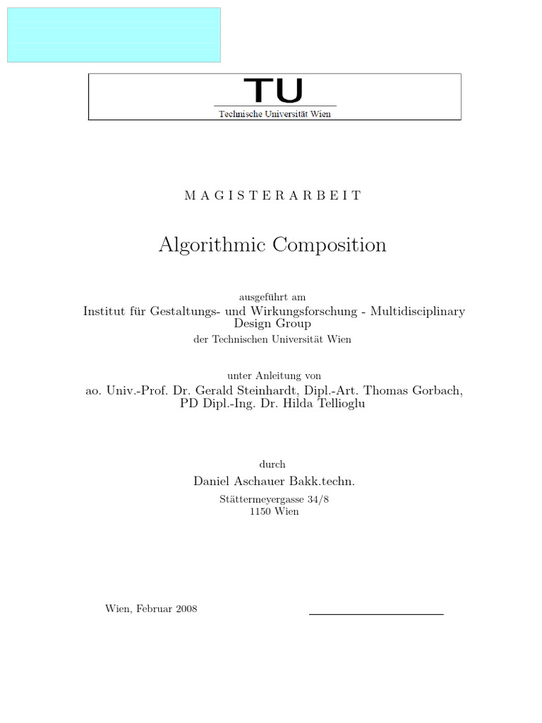 Aschauer Daniel - 2008 - Algorithmic composition | PDF