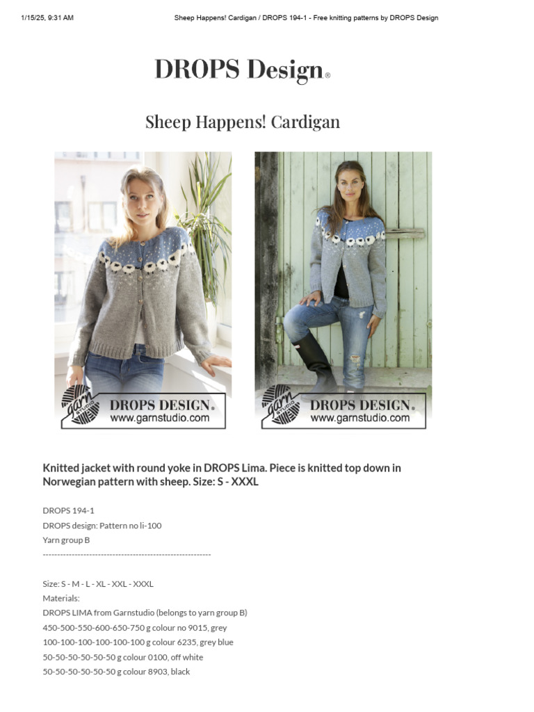 Sheep Happens! Cardigan - DROPS 194-1 - Free Knitting Patterns by DROPS ...