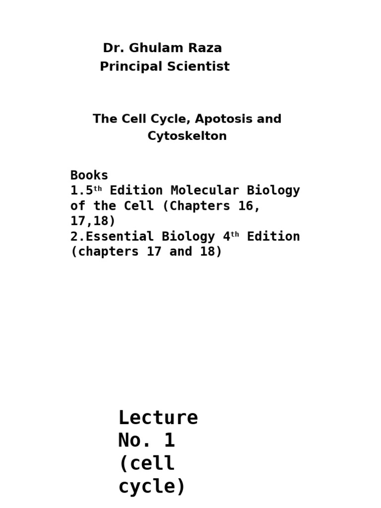 Cell Cycle and Apoptosis Lectures F | PDF | Mitosis | Meiosis