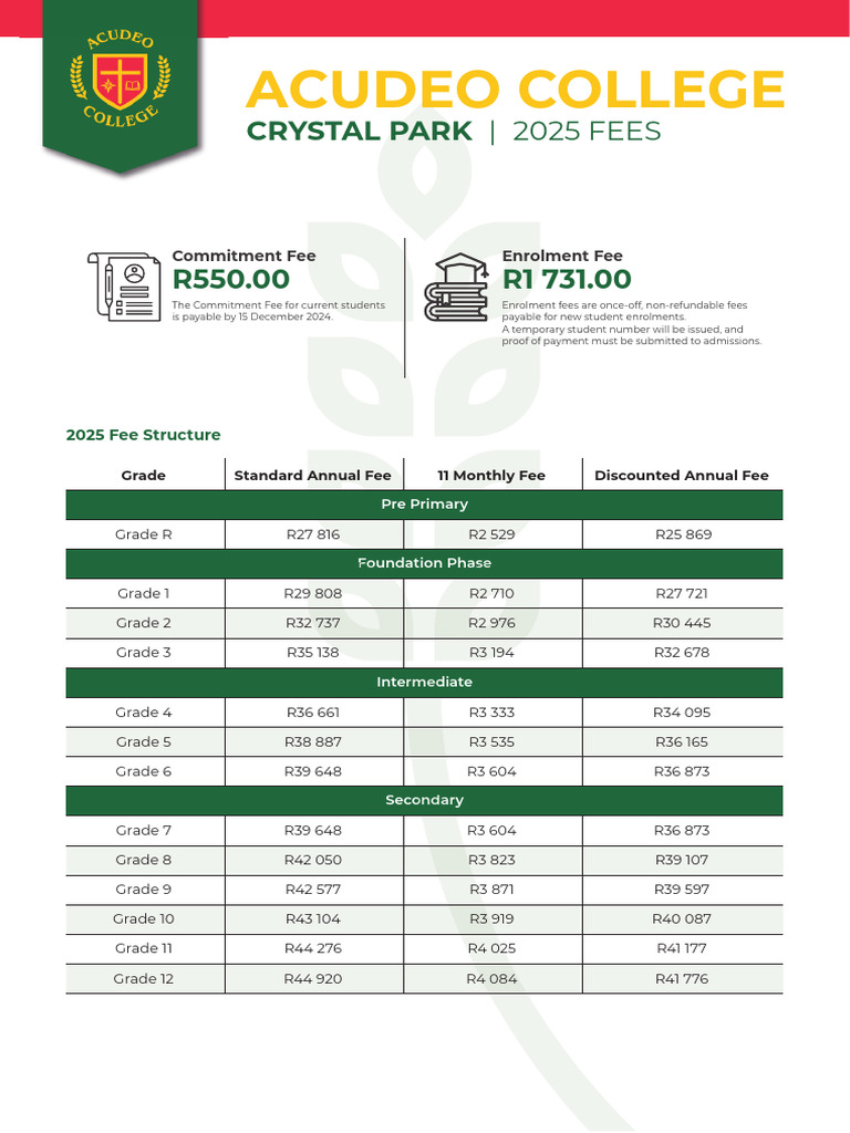 School Fees 2025 - ACUDEO Crystal Park | PDF | Money | Payments
