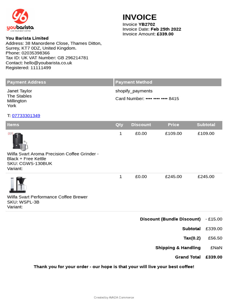 ORDER_2702_ | PDF | Invoice | Payments