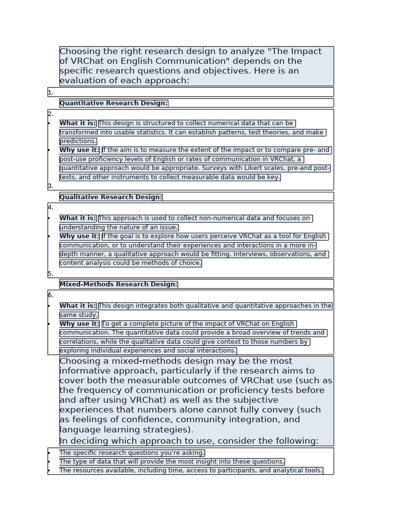 Choosing the right research design to analyze | PDF | Quantitative ...