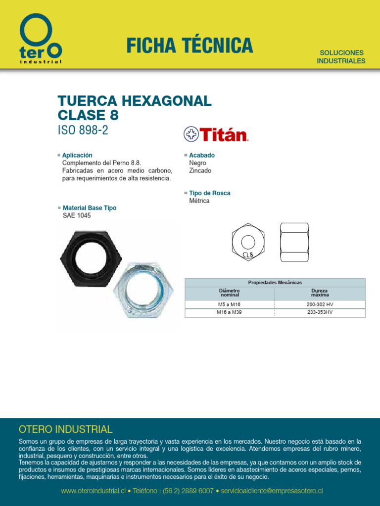 Tuerca Hex Cl8.8 | PDF