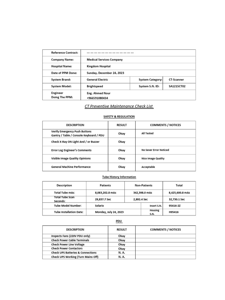 ABYAT 00 PPM CheckList Dec 23 | PDF | X Ray | Ct Scan