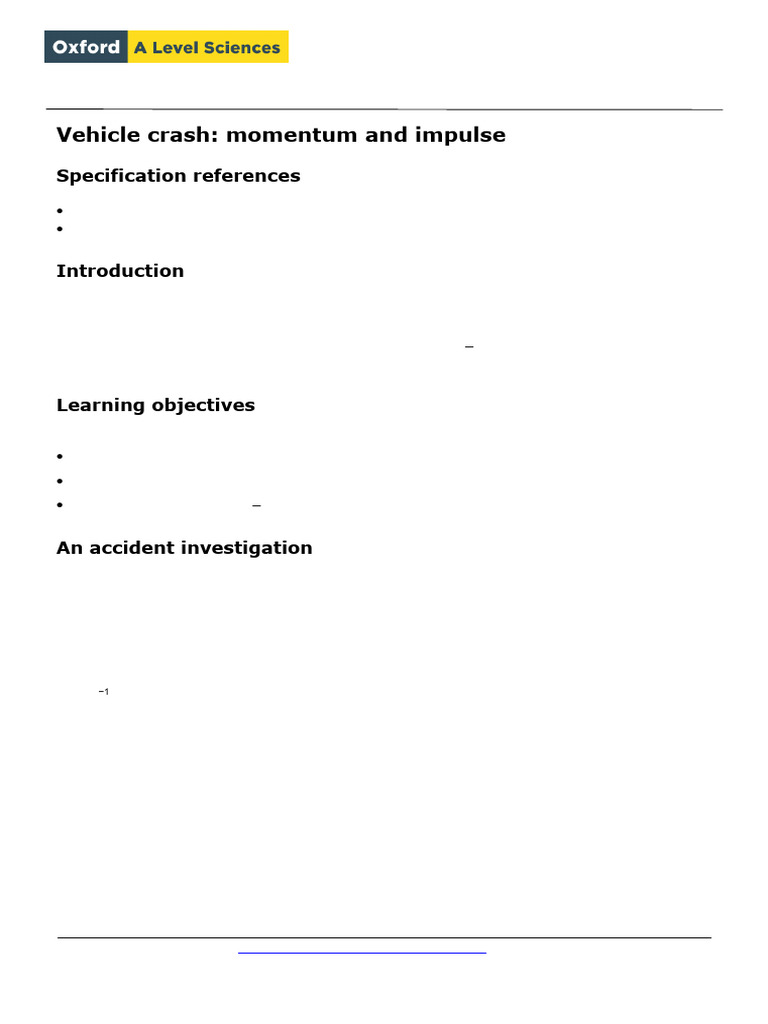 Vehicle Crash: Momentum & Impulse Analysis | PDF | Collision | Force