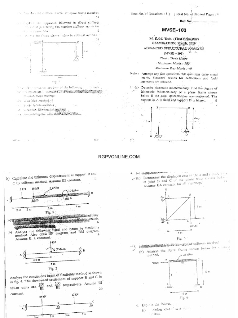 Mvse 103 Advance Structurural Analysis Mar 2010 | PDF