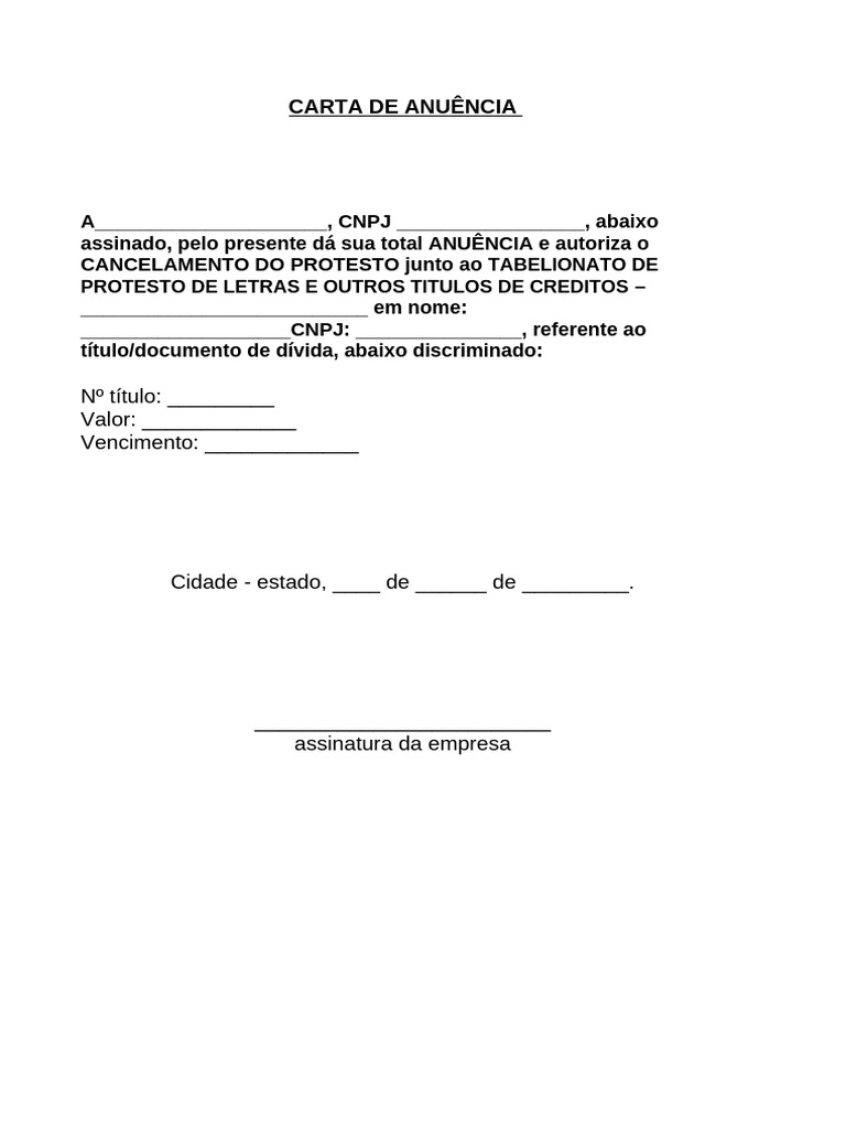 Modelo de Carta de Anuência | PDF