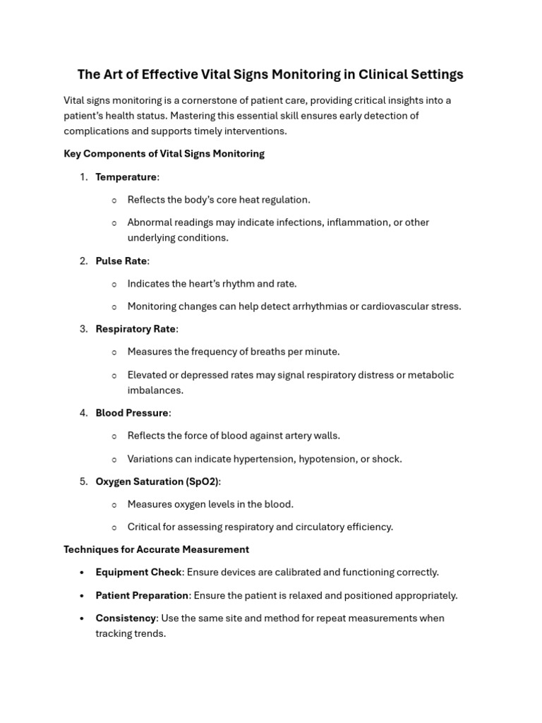 Vital Signs Monitoring | PDF
