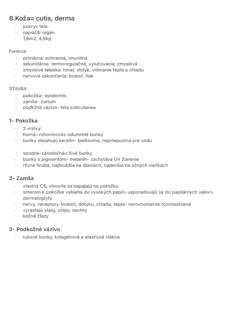 Koža Cutis, Derma | PDF