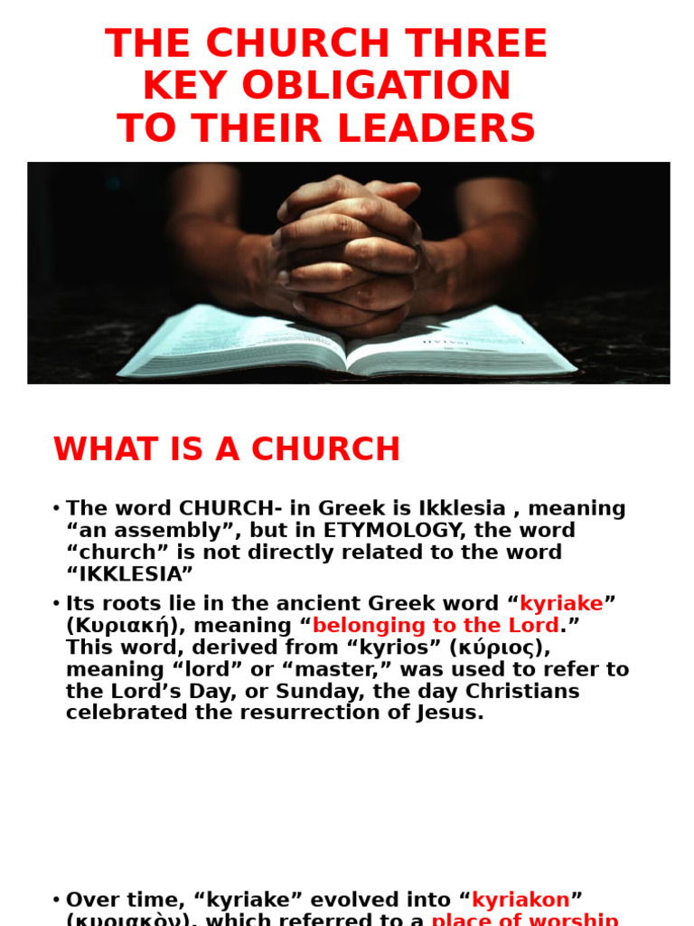 The Three Key Obligation of The Church To Their Leaders | PDF ...
