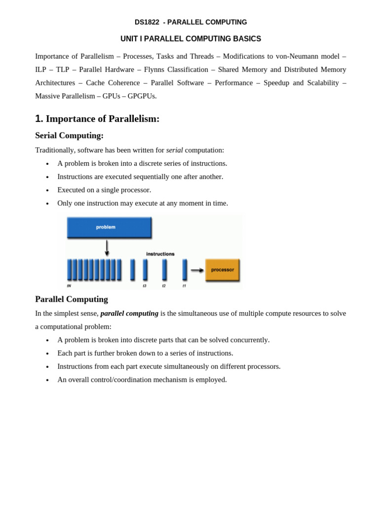 DS1822 - Parallel Computing - Unit 1 | PDF | Graphics Processing Unit | Cpu Cache