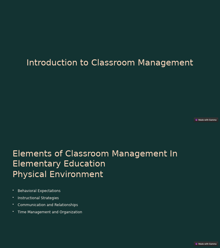 Classroom Management in Elementary Education | PDF