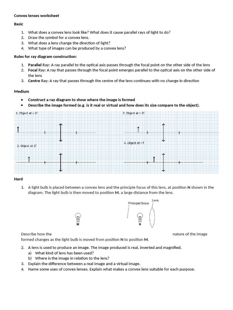 convex-lenses-worksheet | PDF
