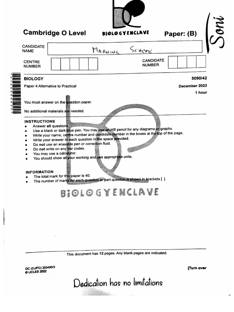 Marking Scheme Paper B | PDF