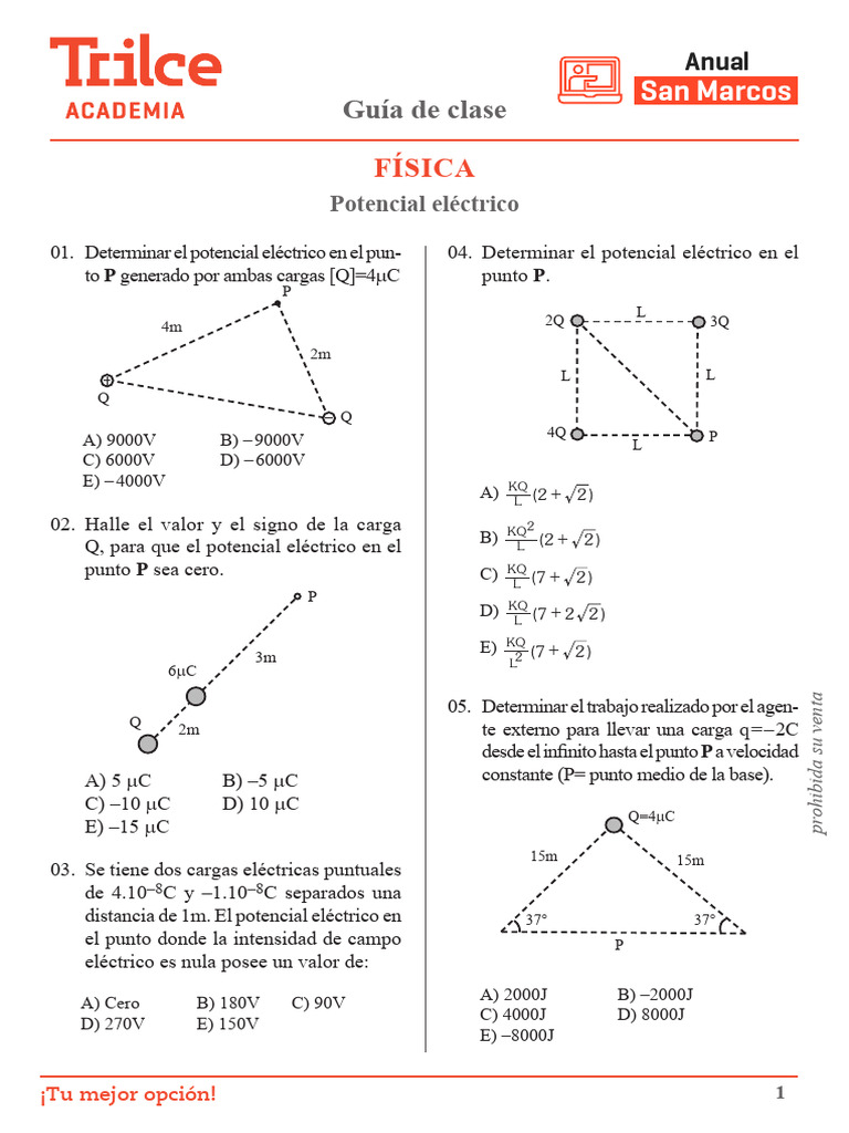 SEM26 (Guia de Clase) Potencial Electrico | PDF | Ciencia de los Materiales | Dinámica (Mecánica)