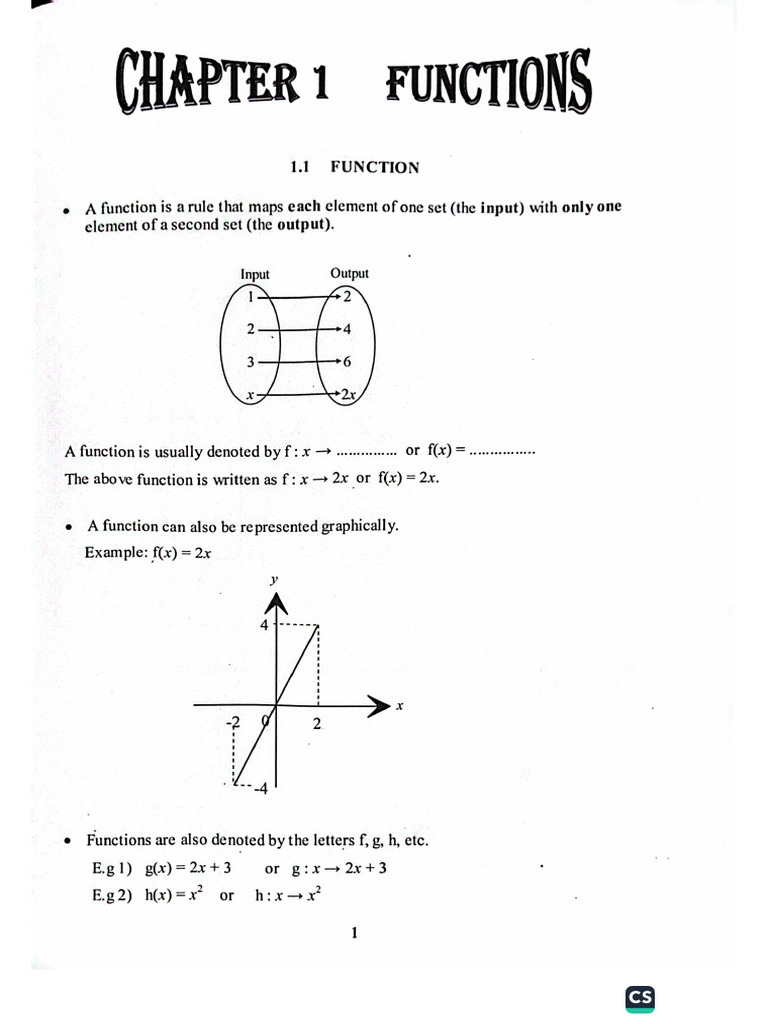 Functions - Grade 10 - Add Maths | PDF