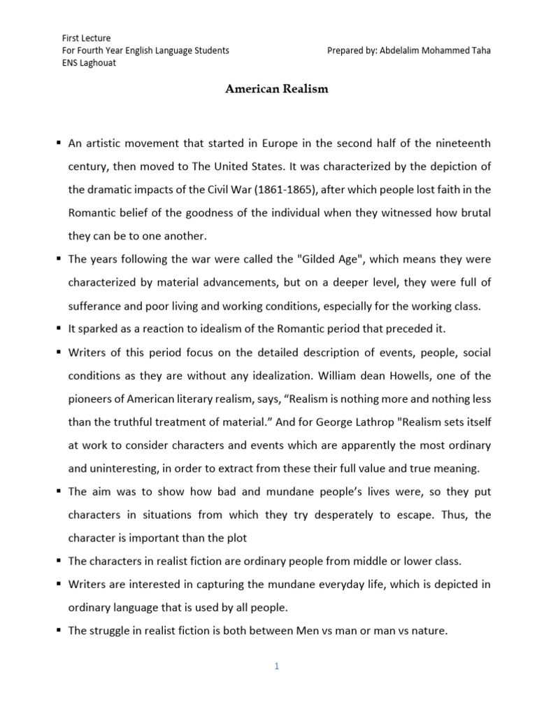 Understanding American Literary Realism | PDF | Huckleberry Finn ...