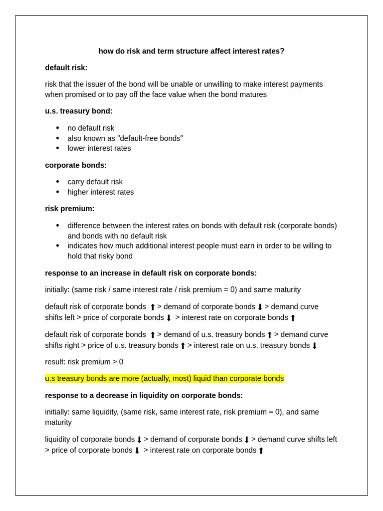 How Do Risk and Term Structure Affect Interest Rates | PDF | Yield ...