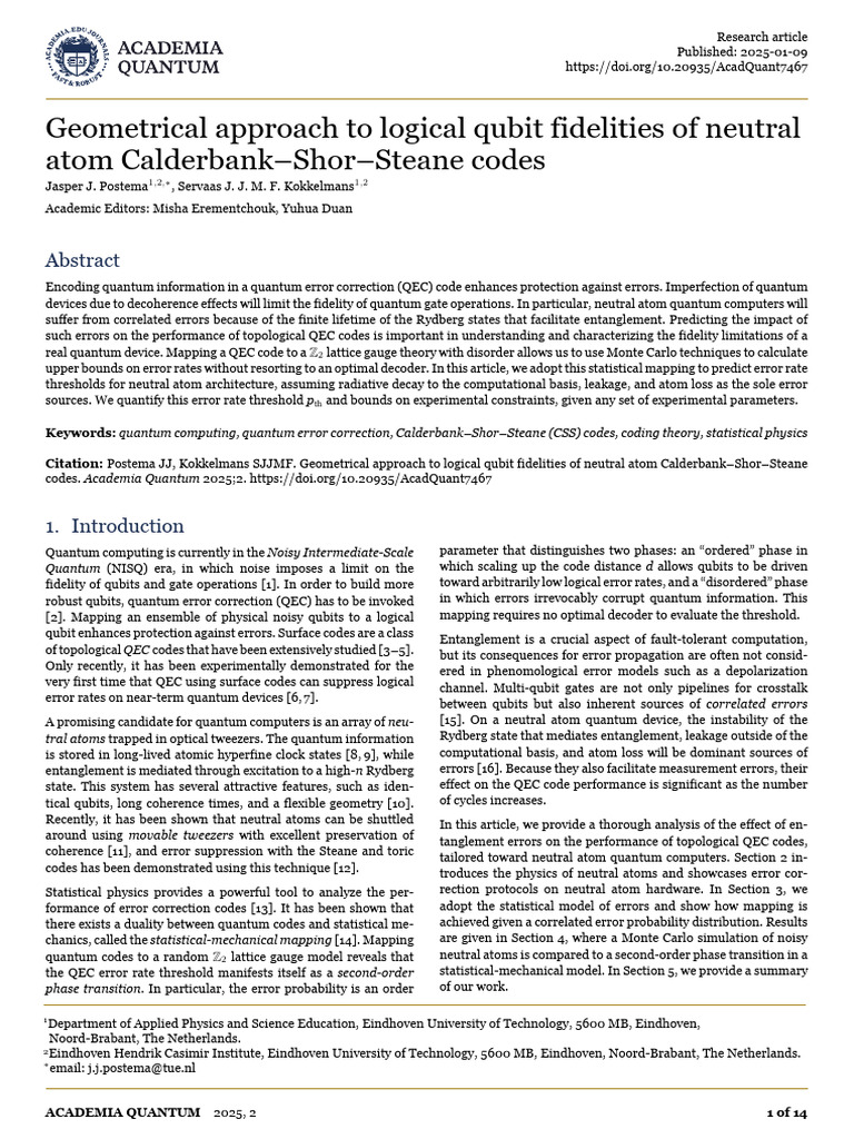 Geometrical Approach to Logical Qubit Fi (1) | PDF | Quantum Computing ...