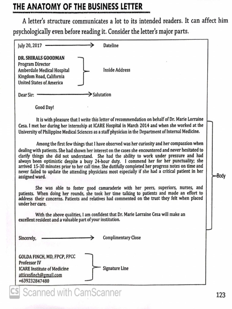 ANATOMY OF A BUSINESS LETTER (PC Book) | PDF