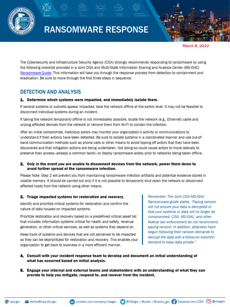 Ransomware Response Checklist 508 | PDF | Ransomware | Computer Security