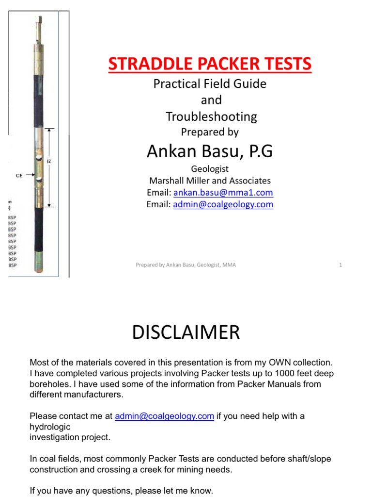 Packer Test Guide: Straddle Packer Tests Hydraulic Conductivity Tests ...