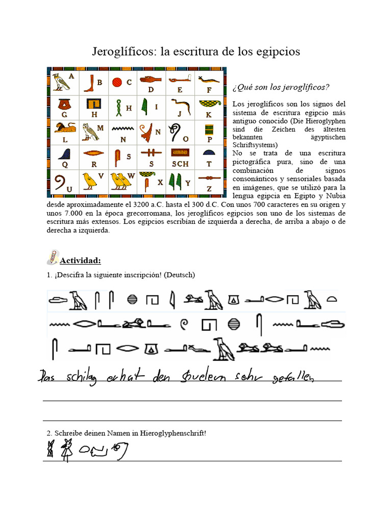 Los Jeroglíficos egipcios | PDF