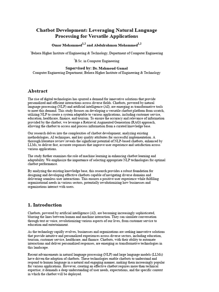 Chatbot Development Paper | PDF | Augmented Reality | Artificial ...