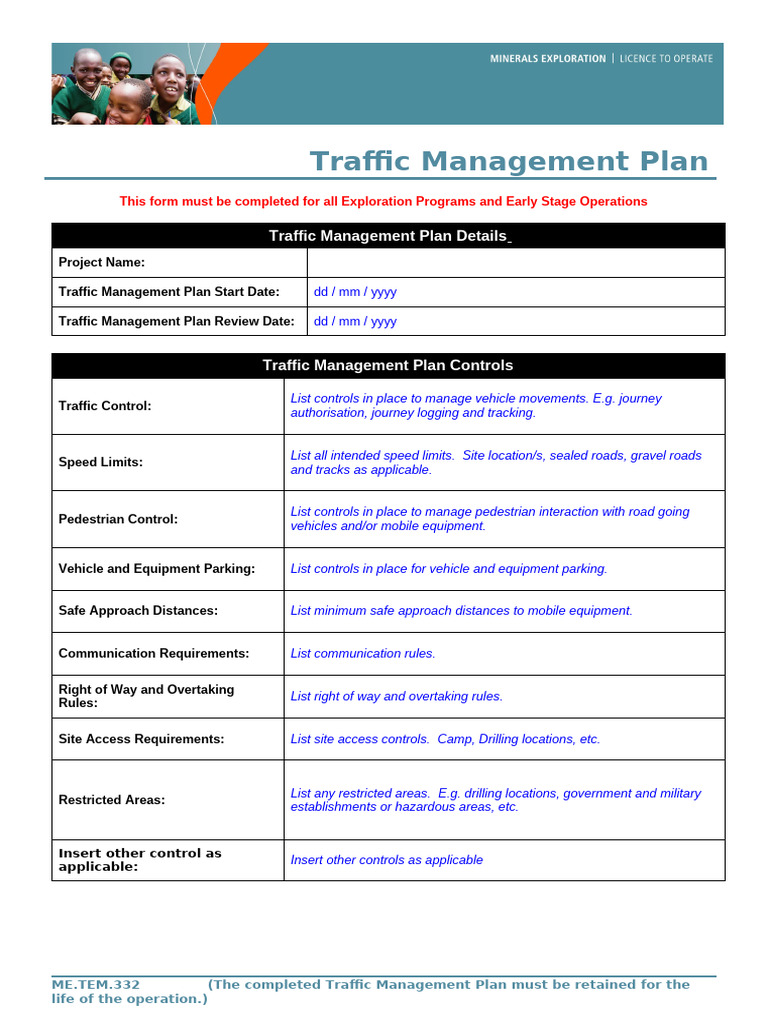 Traffic Management Plan Template | PDF | Traffic | Road