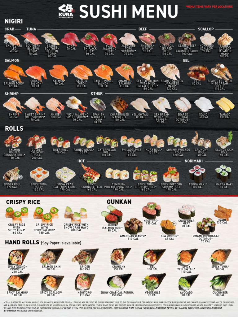Kura Revolving Sushi Bar Menu 2024 | PDF | Sushi | Ramen