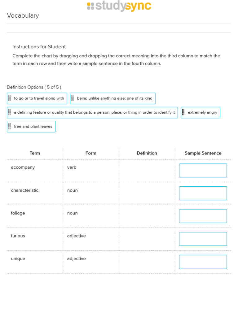 Vocabulary Chart Completion Guide | PDF