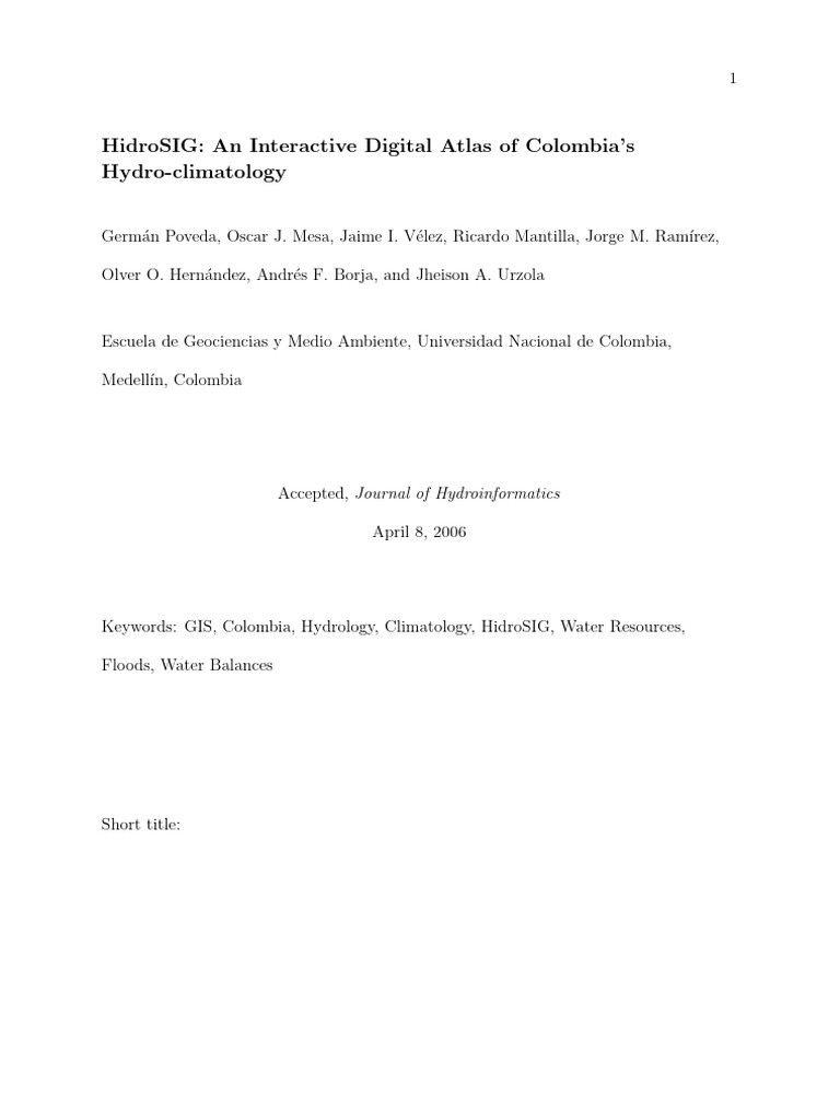 HidroSIG: Colombia's Hydro-Climatology Atlas | PDF | Geographic ...