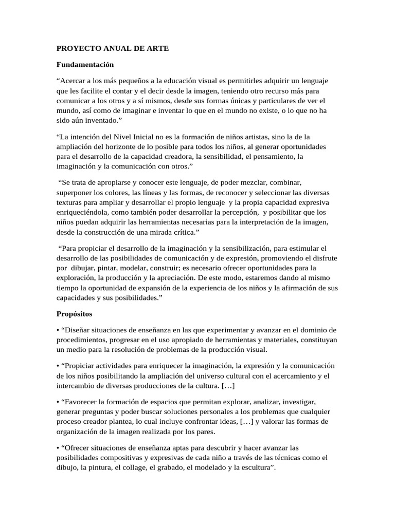 PROYECTO ARTE ANUAL NI | PDF | Pinturas | Dibujo