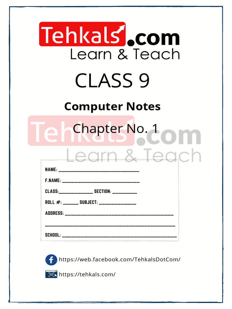 Class 9 Computer Chapter 1 | PDF