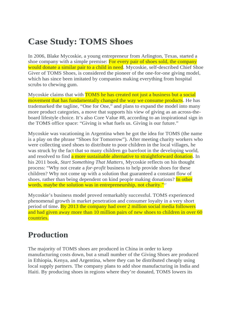 Case Study - ToMS Shoes | PDF