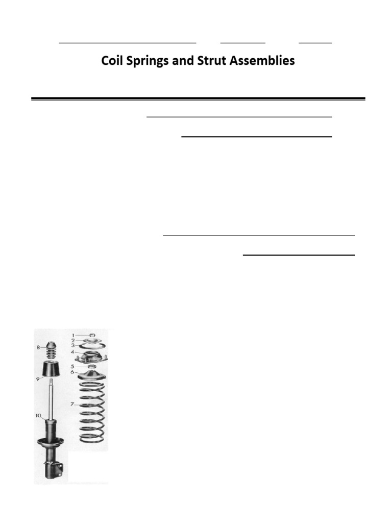 Coil Spring and Strut Assembly Worksheet | PDF
