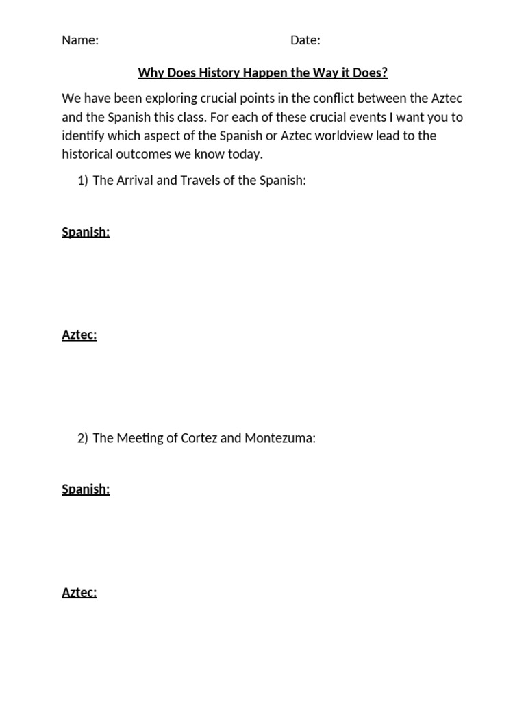 Aztec and Spanish Worldview Identifier | PDF
