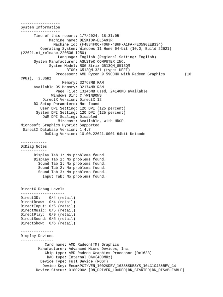 DxDiag | PDF | Device Driver | Computing Platforms