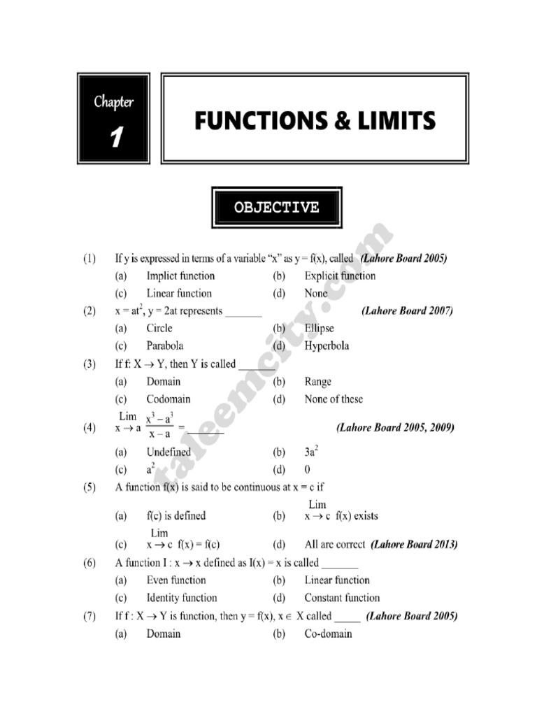 WPDF 2nd Year Math MCQs Ch-1taleemcity-1 | PDF