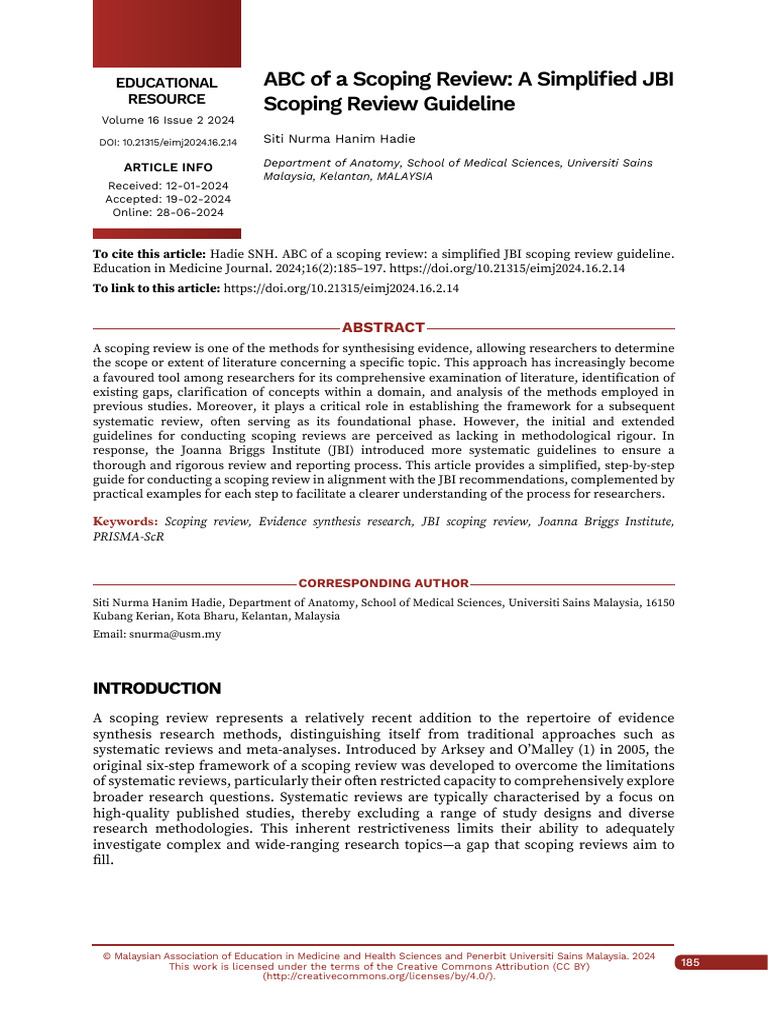 ABC of A Scoping Review A Simplified JBI Scoping Review Guideline | PDF | Systematic Review ...