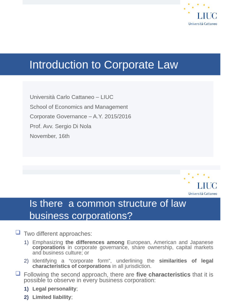 Introduction To Corporate Law - Lesson 1 | PDF | Corporate Law ...