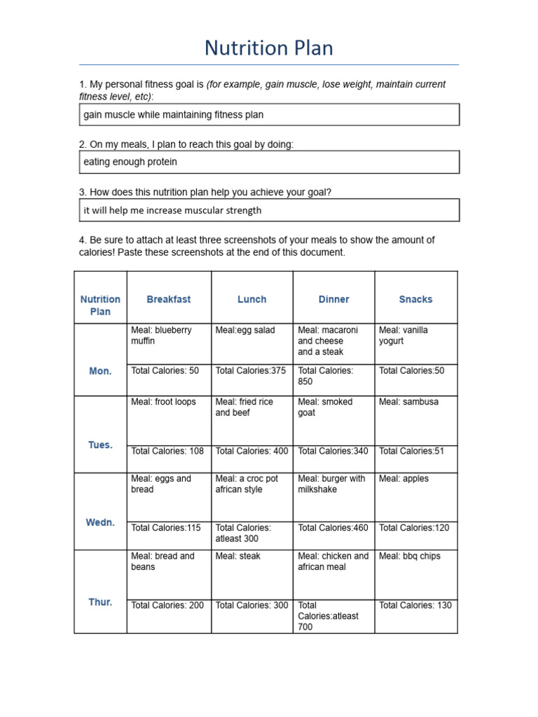 Nutrition_Plan.pdf | PDF | Meal | Lunch