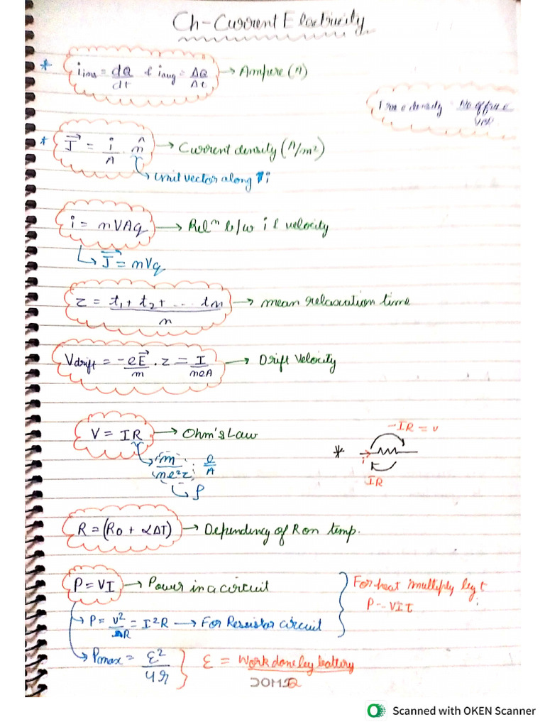 Current Electricity Short Notes | PDF