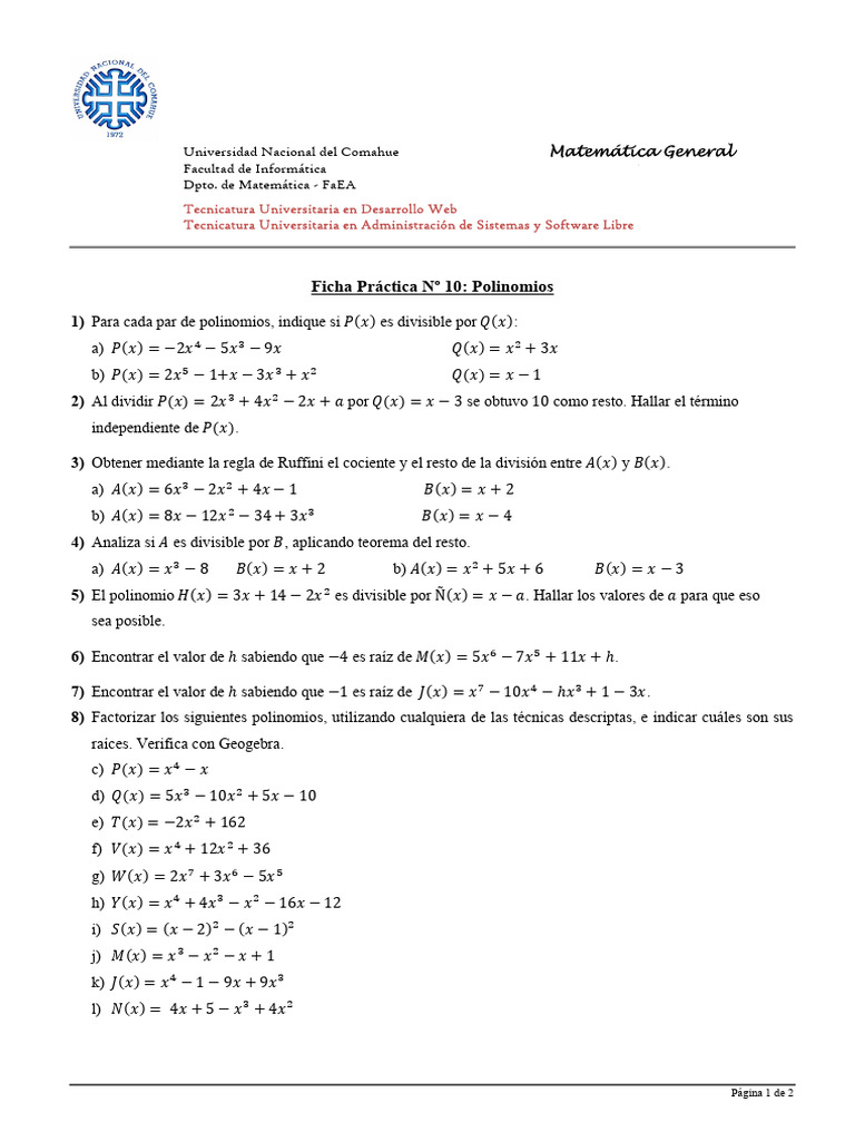 Ficha Práctica N°10-2C_2023 | PDF