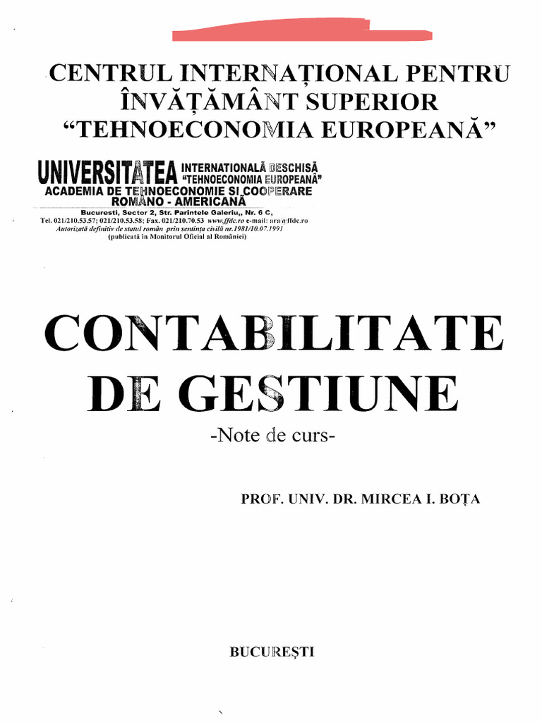 Contabilitate de Gestiune | PDF