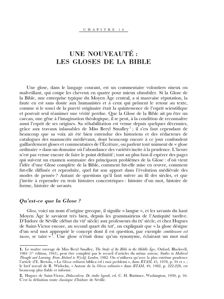 Les Glose de la Bible au Moyen Âge | PDF | Bible | Manuscrit