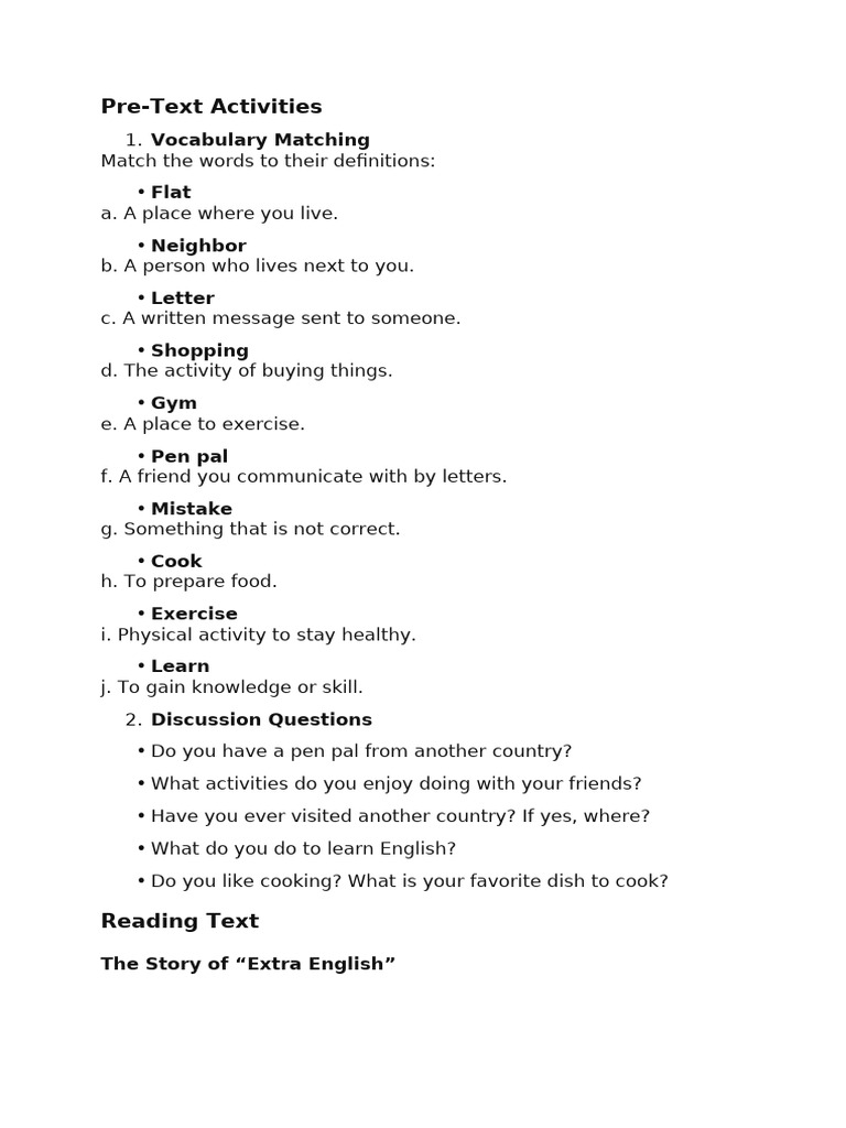 Extra English Episodes 6-7 Activities | PDF