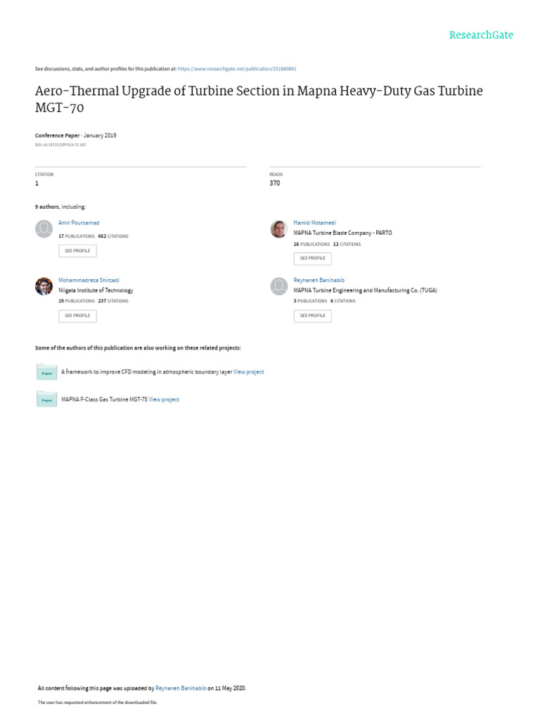 Aero-Thermal Upgrade of Turbine Section in Mapna H | PDF | Turbine ...