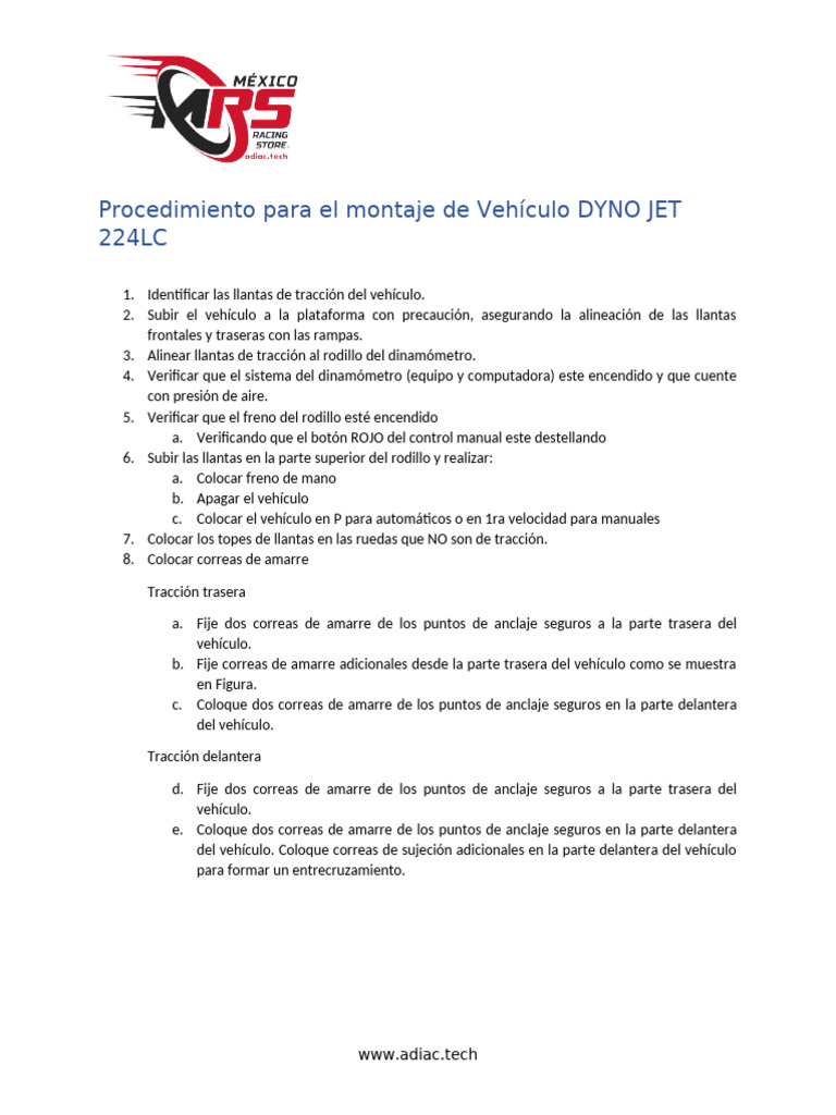 Procedimientos DYNO JET 224LC | PDF | Neumático | Acelerador