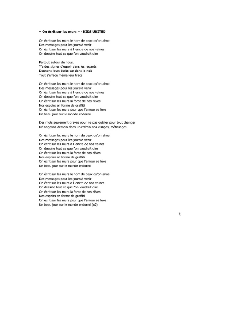 FLE Paroles On Ecrit Sur Les Murs | PDF